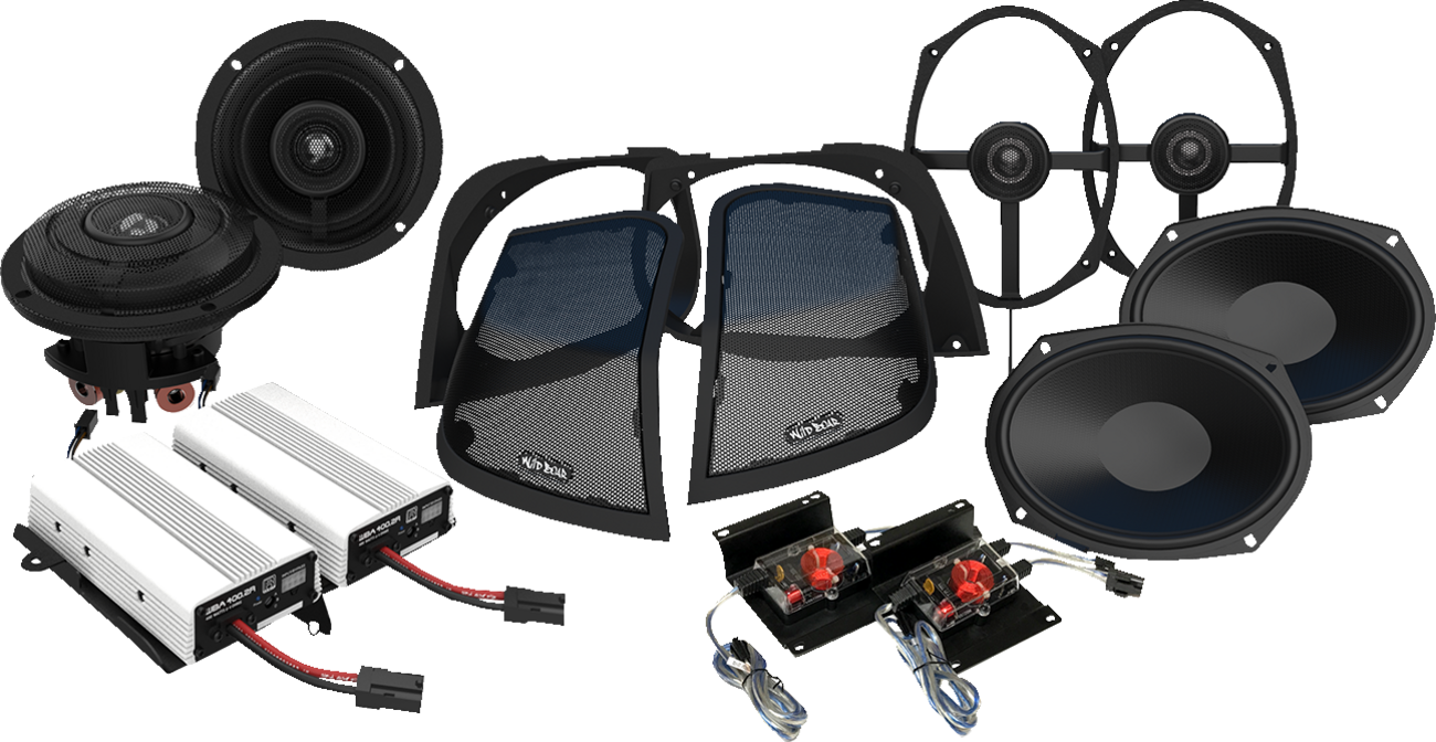 WILD BOAR AUDIO Amplifer/Speaker Kit - Fairing - Saddlebag w/Cut In WBA ...