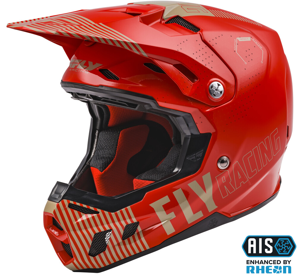 Fly Racing Youth Formula CC Helmet (Red/Khaki): AOMC.mx