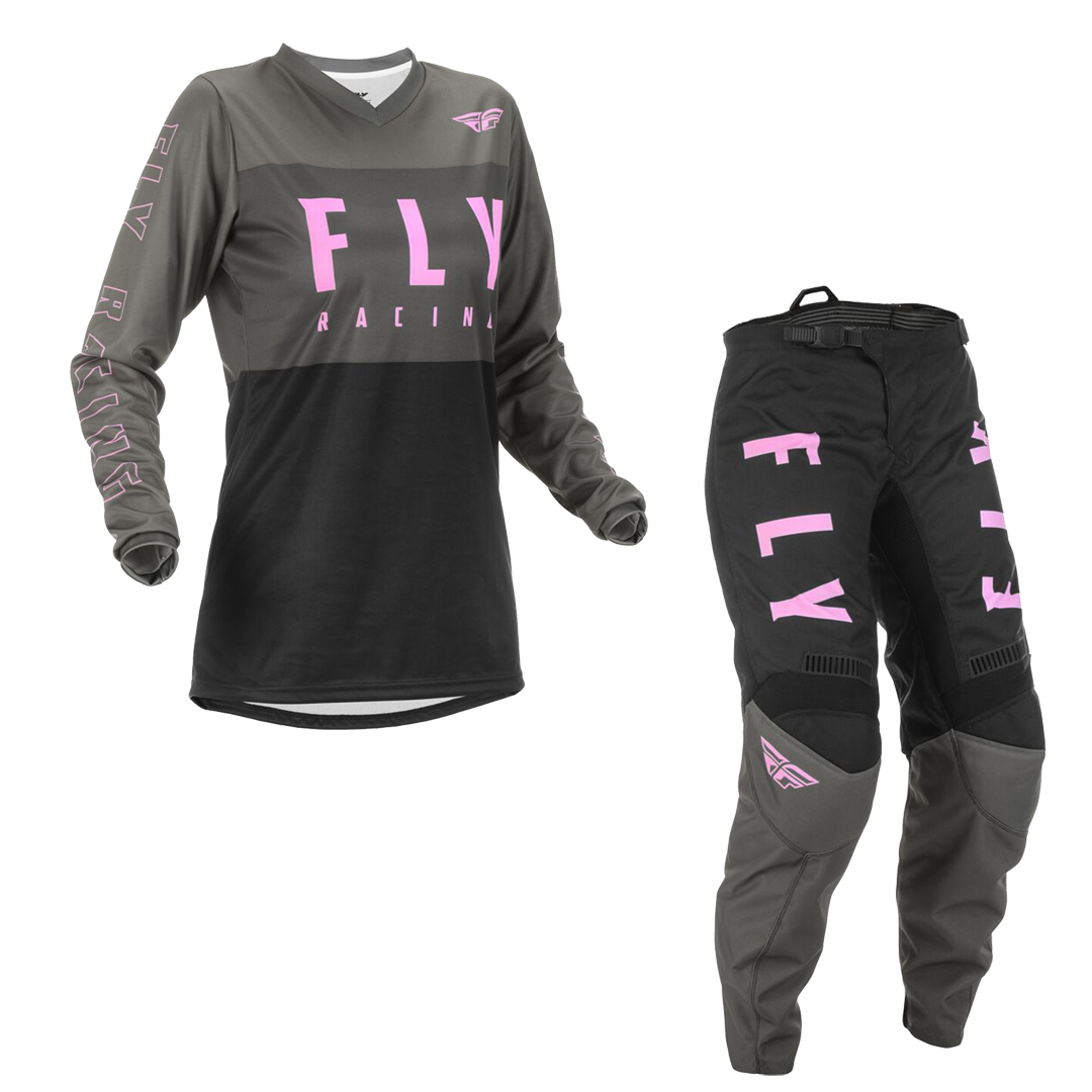 2022 Fly Racing Women's F-16 Gear Set (Grey/Black/Pink): AOMC.mx