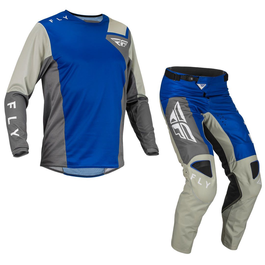 2023 Fly Racing Kinetic Jet Gear Set (Blue/Grey): AOMC.mx