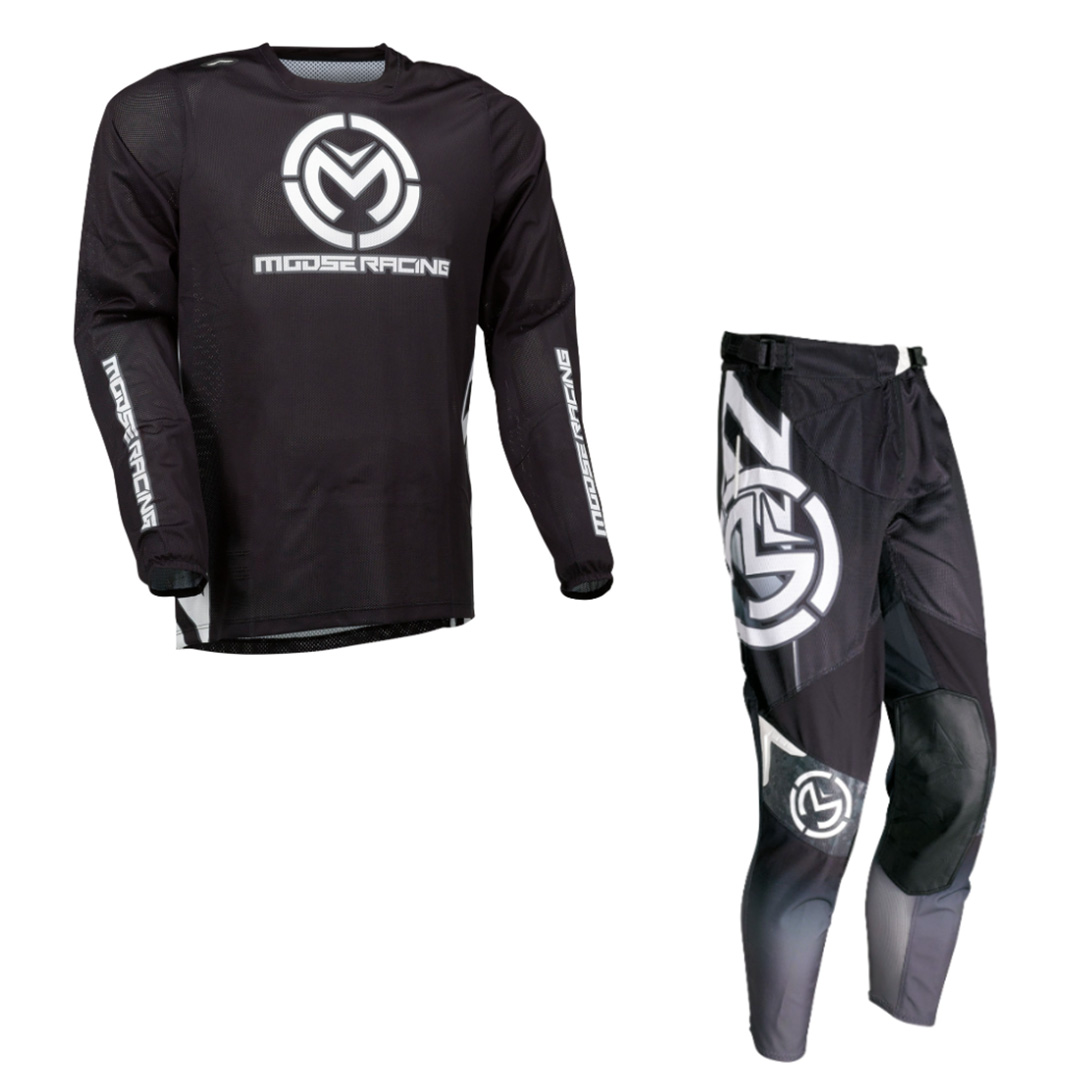 2023 Moose Racing Sahara Gear Set (Black/White): AOMC.mx