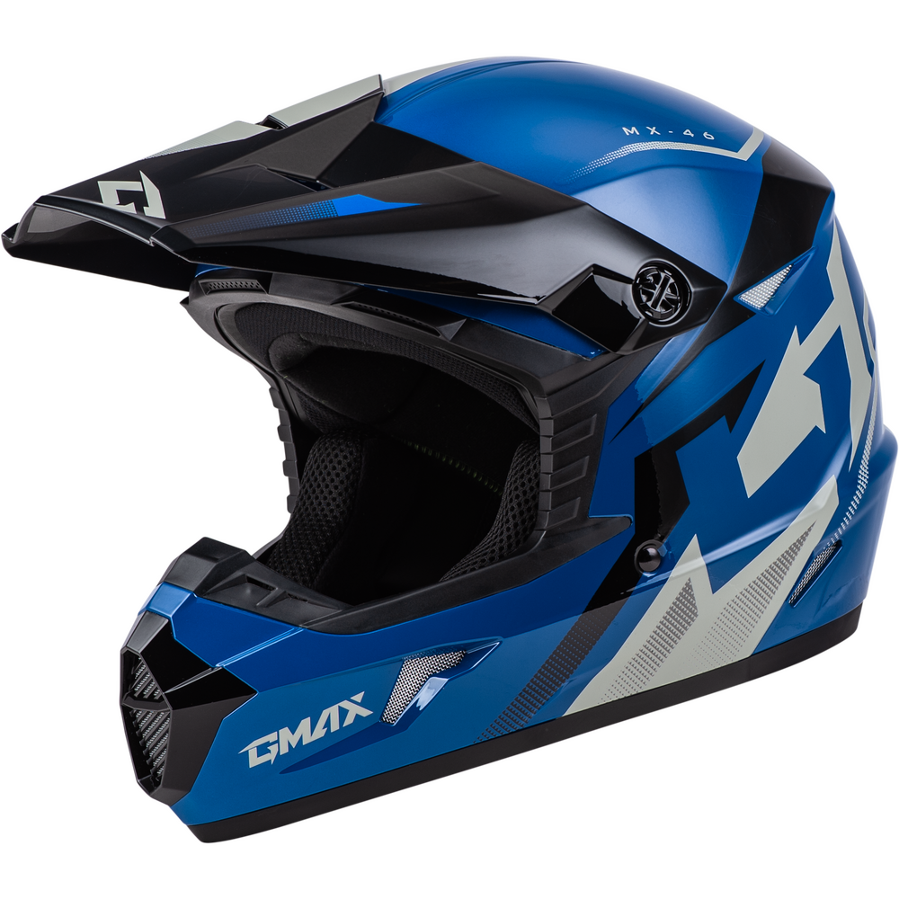 Gmax Youth MX-46 Compound Helmet (Blue/Black): AOMC.mx